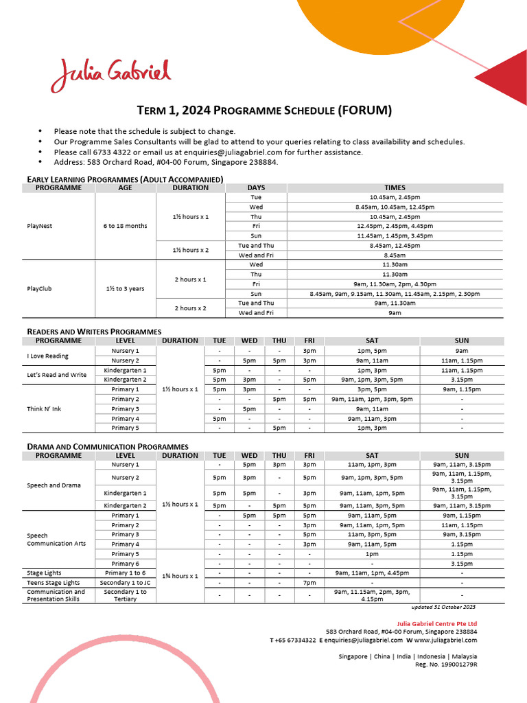 JGC Programme Schedule T124 - 311023 | PDF | Youth | Schools