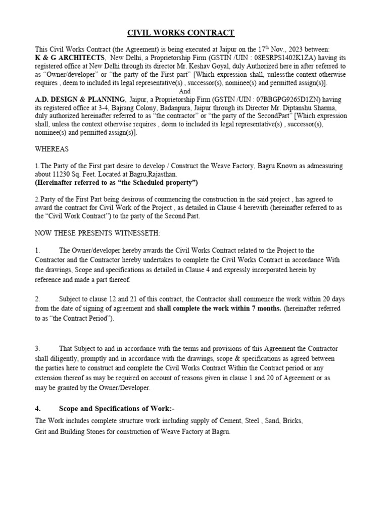 Final Agreement of Weaves Factory25122023 | PDF | Indemnity | Employment
