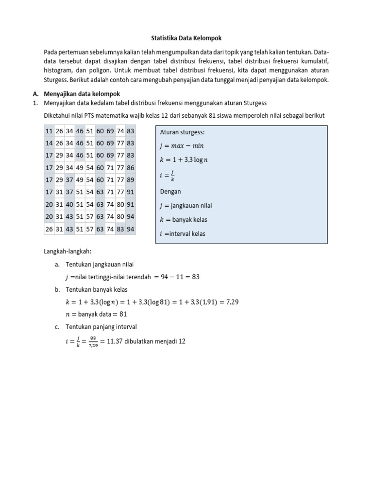 Distribusi Frekuensi Data Kelompok Fix | PDF