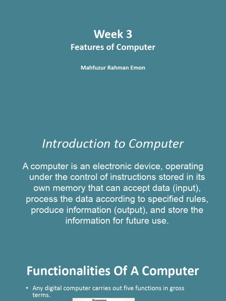 Week 3 B - Features of Computer | PDF | Computer Data Storage | Application Software