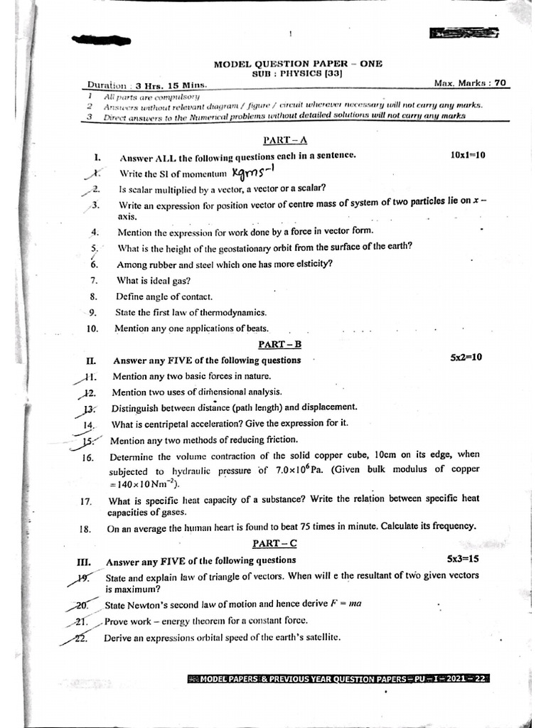 11th Physics Old Question Papers | PDF