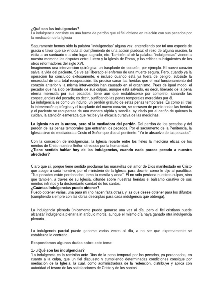 Indulgencias: Concepto y Clases | PDF | Indulgencia | eucaristía