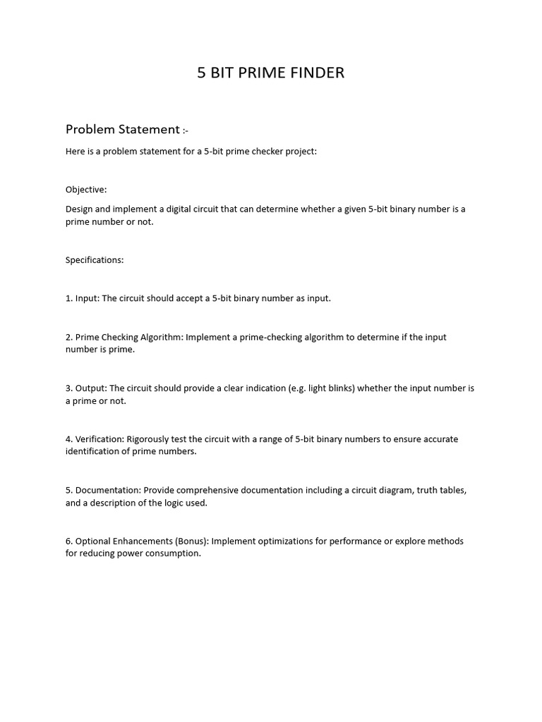 5 Bit Prime Finder PDF | PDF