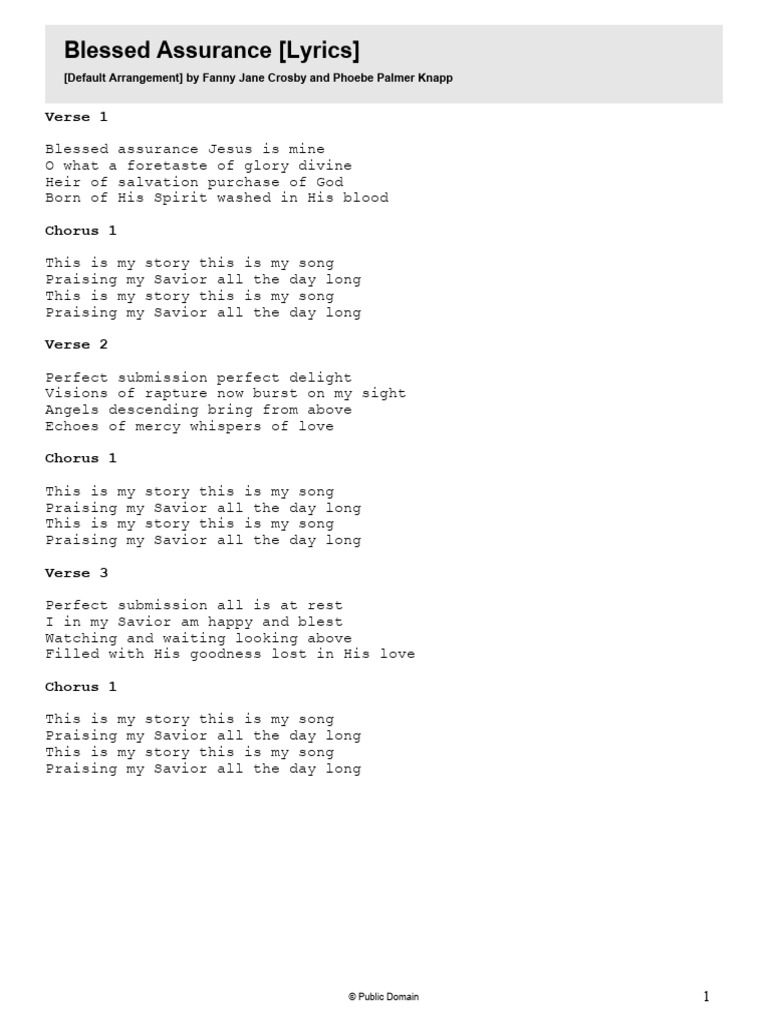 Blessed Assurance - Lyrics | PDF