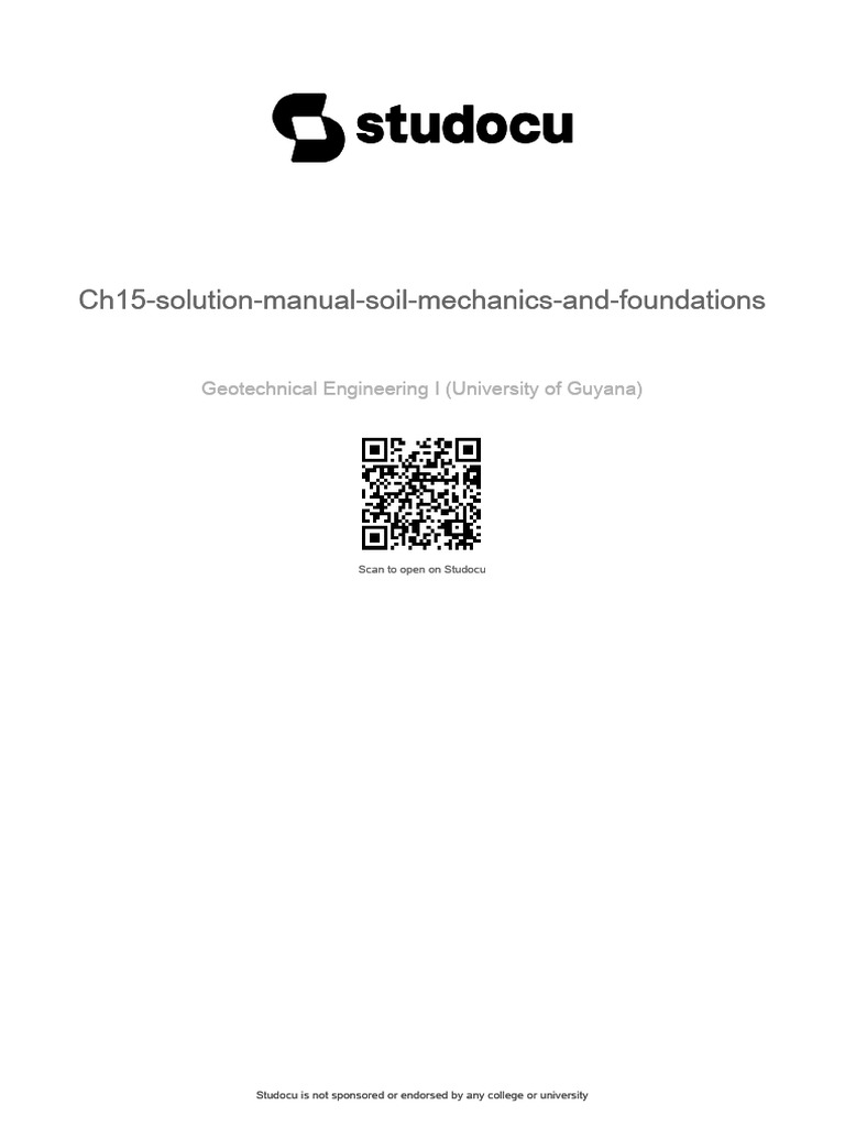 Ch15 Solution Manual Soil Mechanics and Foundations | PDF ... Ch15 Solution Manual Soil Mechanics and Foundations | PDF ...