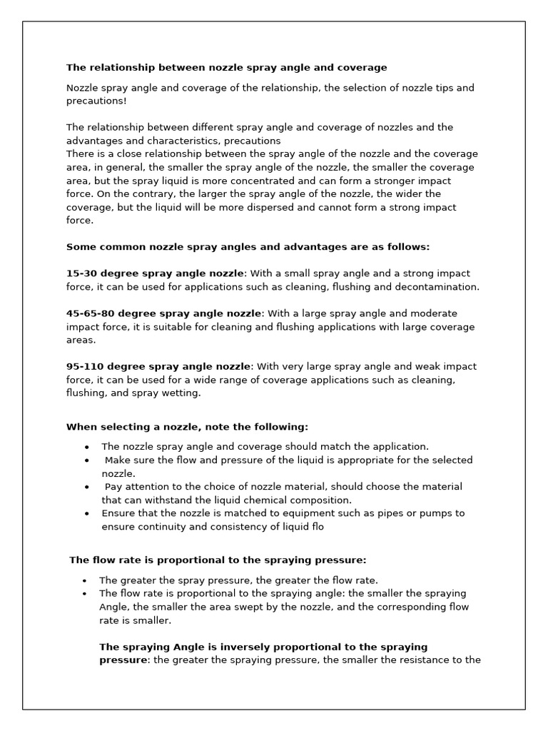 Nozzle Spray Angles & Coverage Guide | PDF | Liquids | Mechanical ...