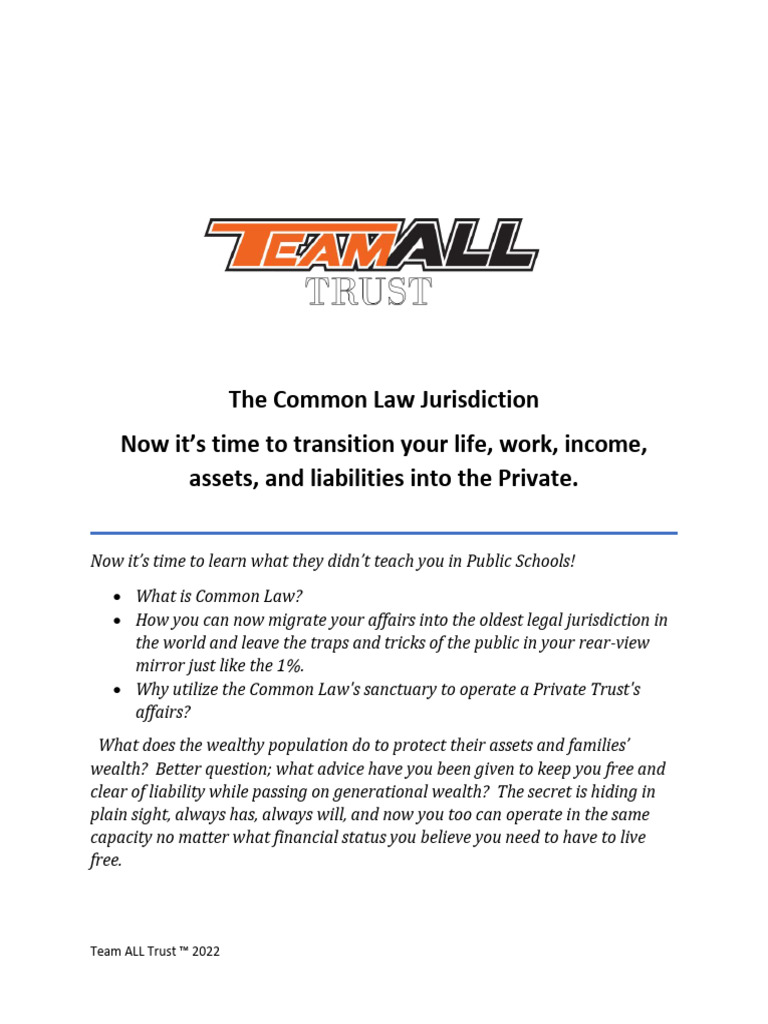 The Common Law Jurisdiction TEAM ALL TRUST Part 3 | PDF | Free Exercise ...