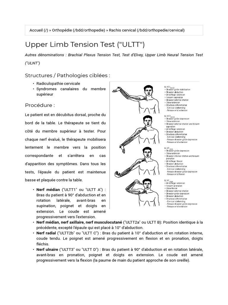 Upper Limb Tension Test | PDF | Clinical Medicine | Medical Specialties