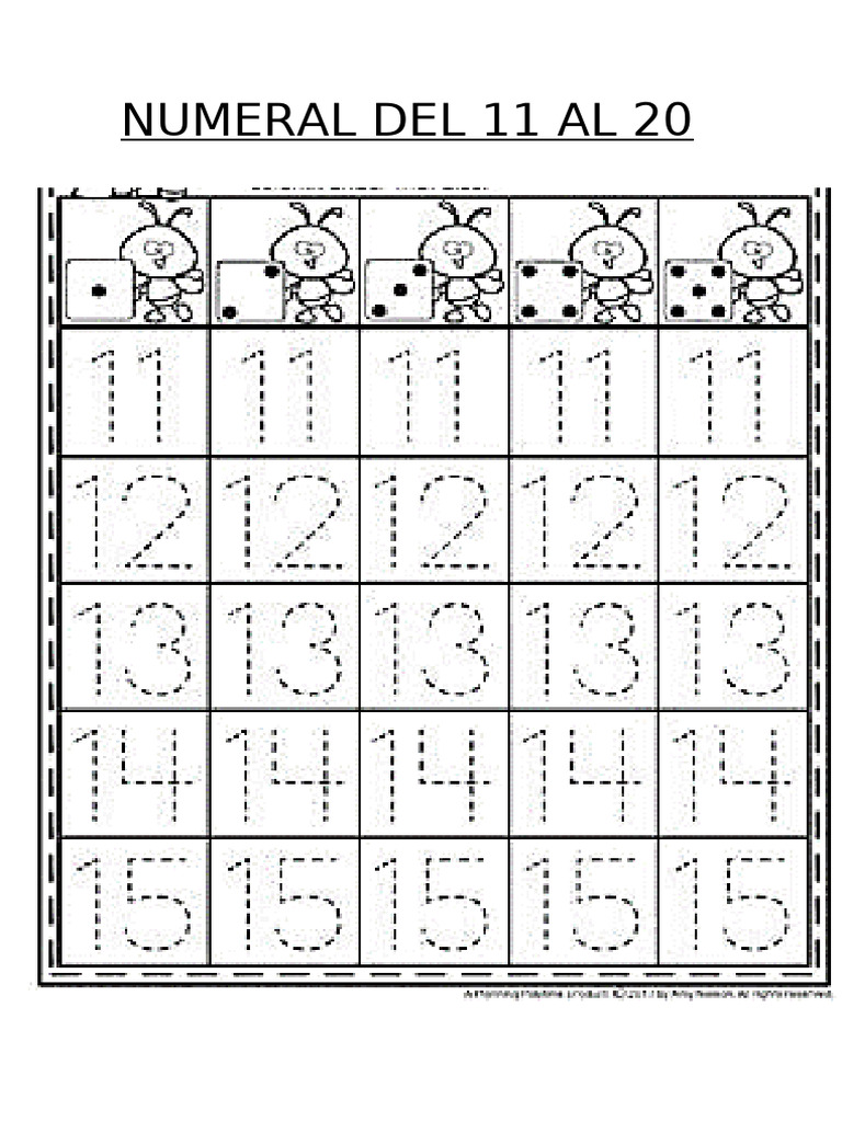 Numerales del 11 al 20 en Español | PDF