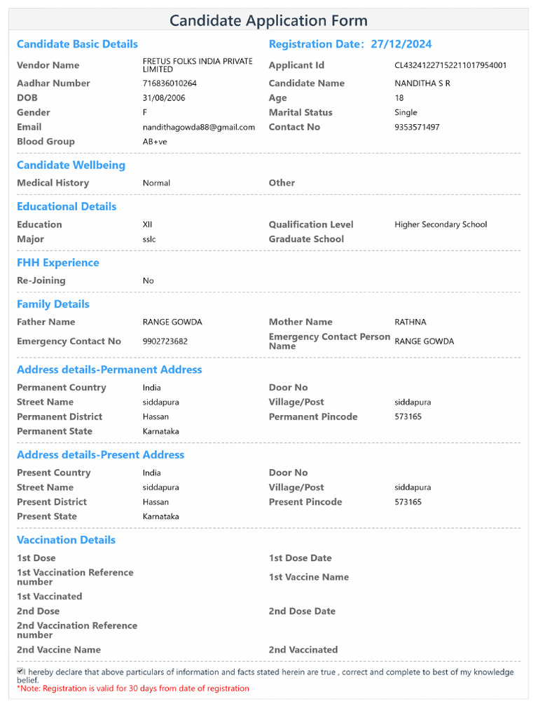 Candidate Application Form | PDF