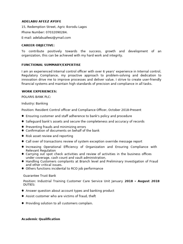 Adelabu Afeez Ayofe - CV | PDF