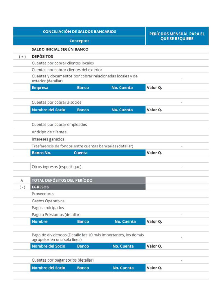 Formato Conciliación Bancaria Cuadrática SAT | PDF