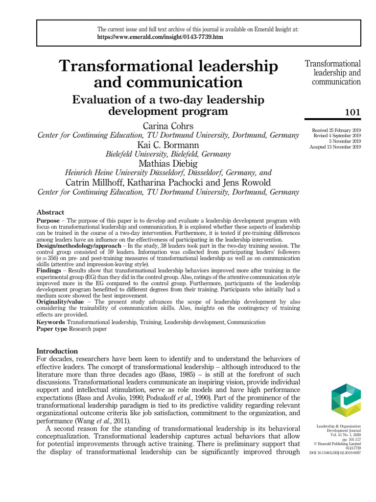 Transformational Leadership and Communication | PDF | Leadership ...