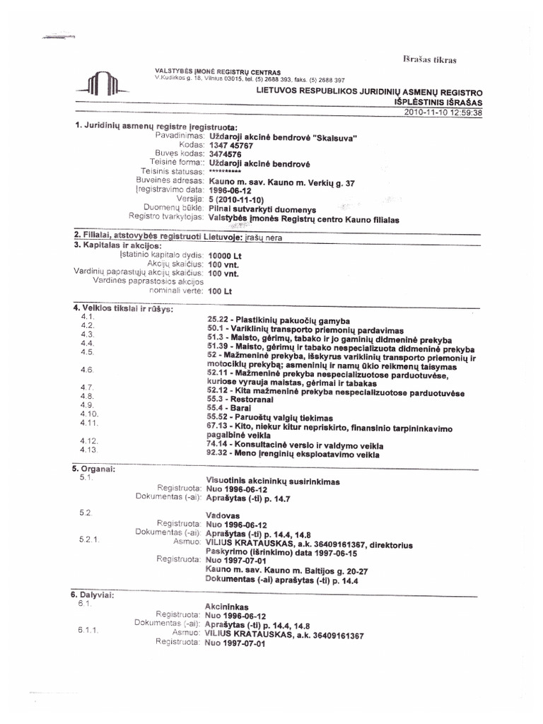 Registru Centras I Prancuzu | PDF