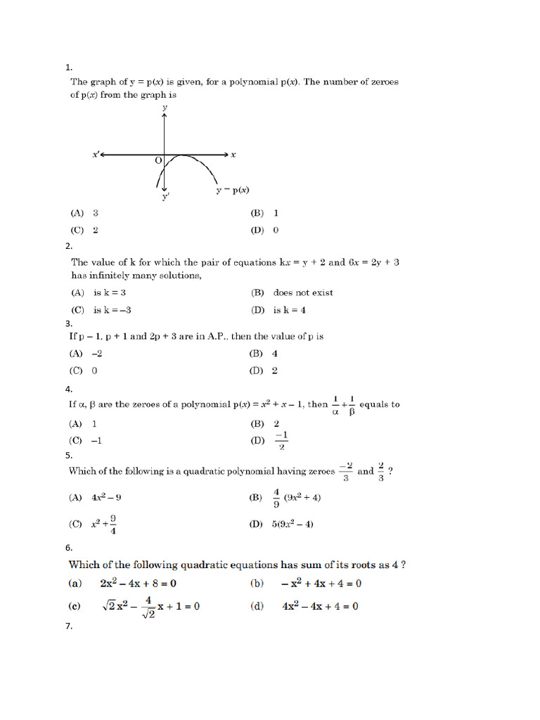 Math Algebrapyq Class 10 | PDF
