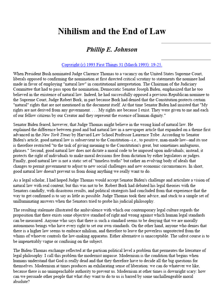 Nihilism and End of Law 2021 Edition3 1 | PDF | Rationality | Secularism