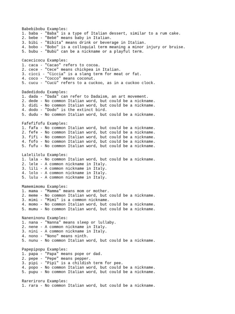 Italian Syllables and Examples Final | PDF