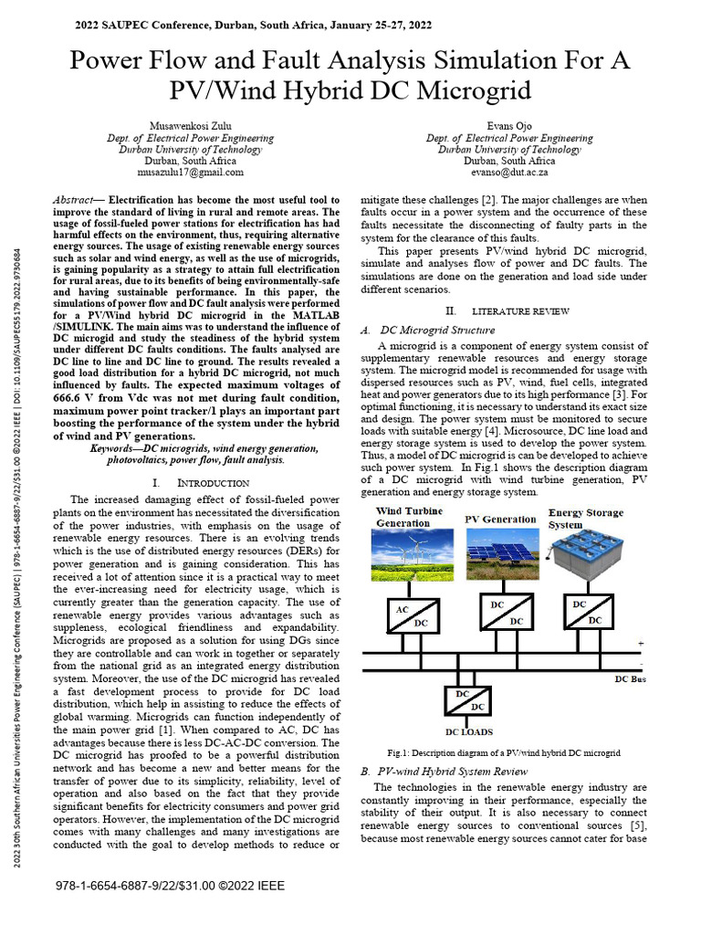 Power Flow and Fault Analysis Simulation For A PV Wind Hybrid DC Microgrid | PDF | Photovoltaics ...