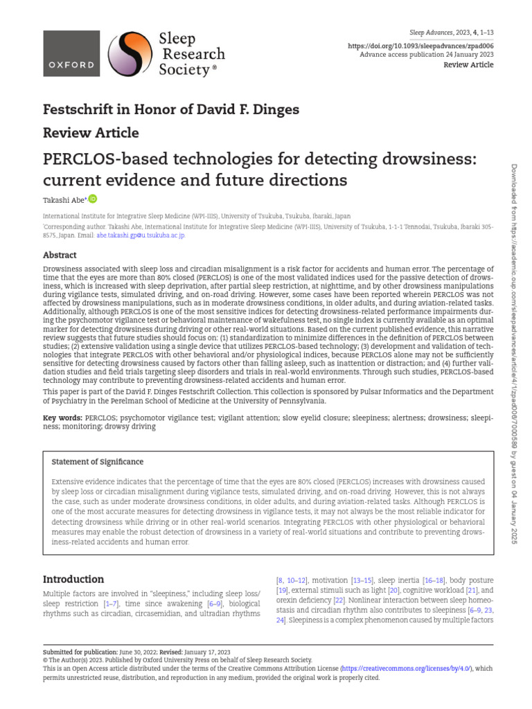 PERCLOS-based Technologies For Detecting Drowsiness Current Evidence ...