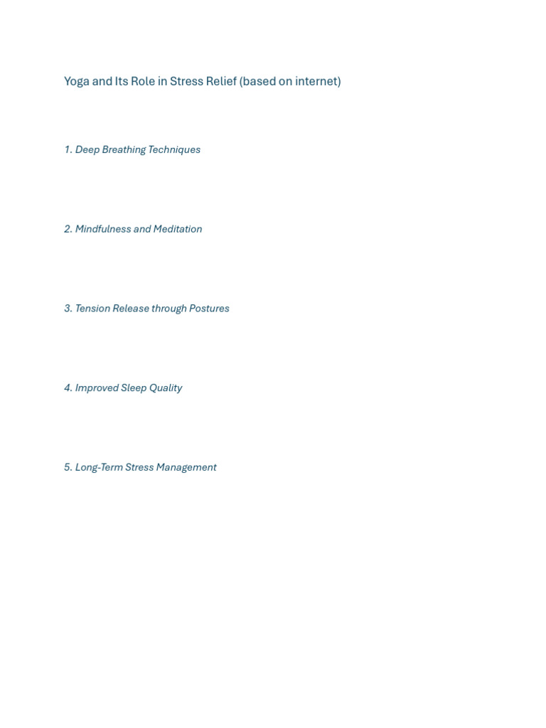 Yoga and Its Role in Stress Relief | PDF
