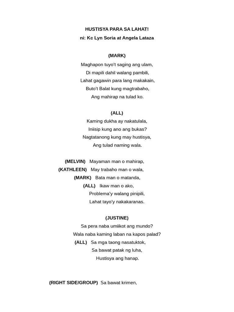 Sabayang Pagbigkas Script Edited Version | PDF