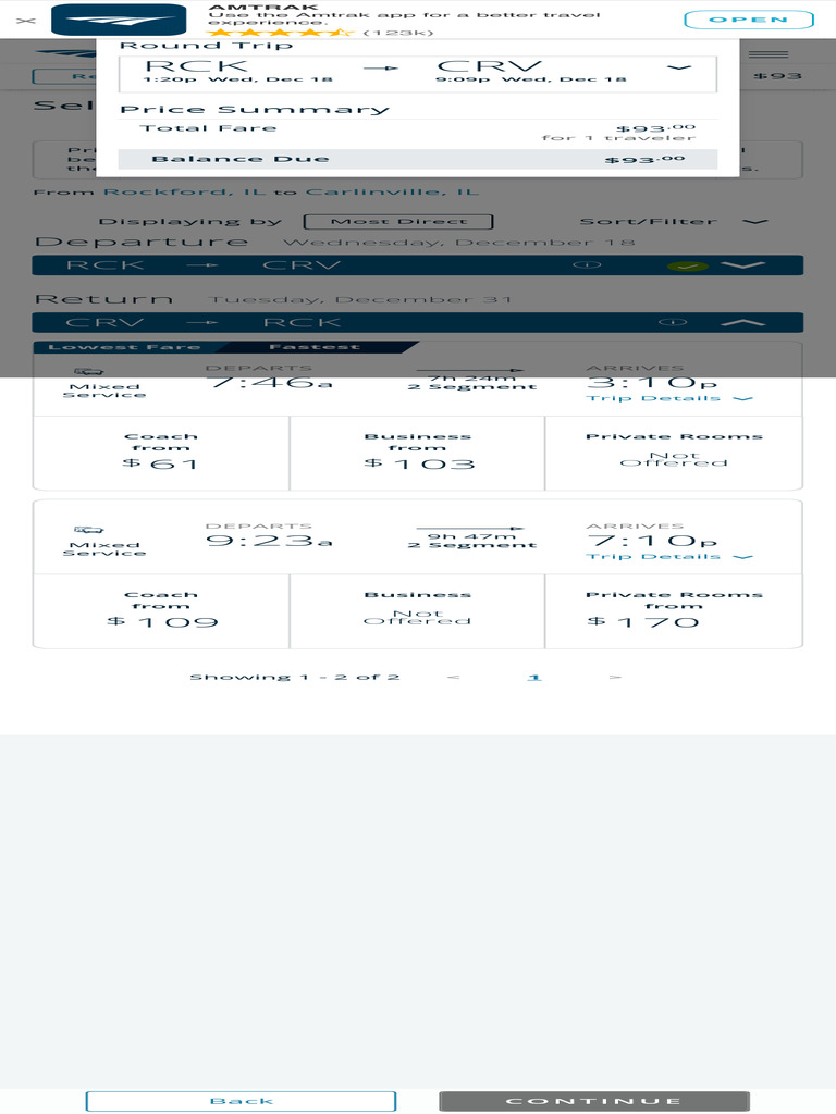 Amtrak - Reservations - Select Train | PDF