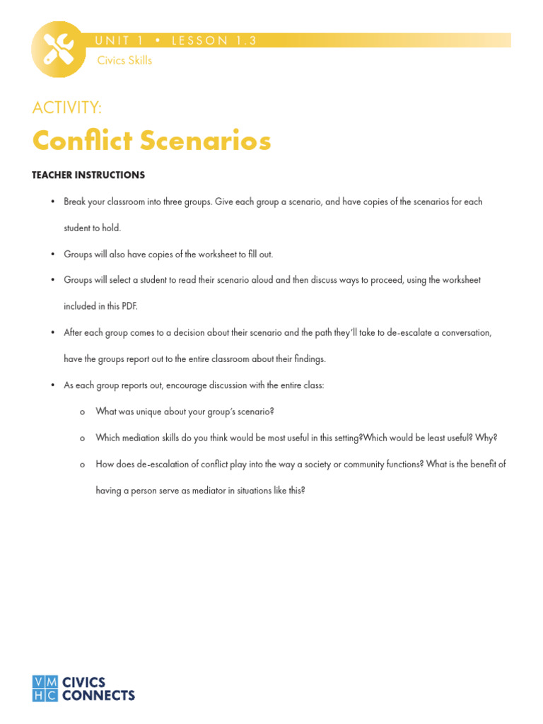 1.3 Activity 5 Conflict Scenarios | PDF