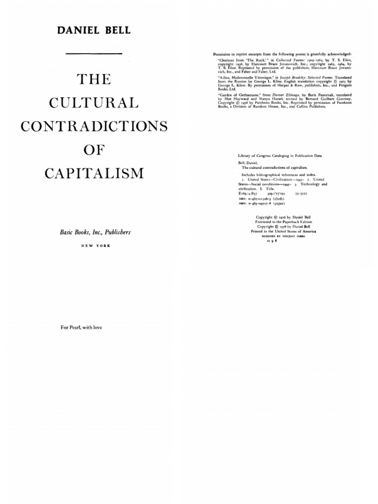 Bell - The Cultural Contradictions of Capitalism (1978) | PDF