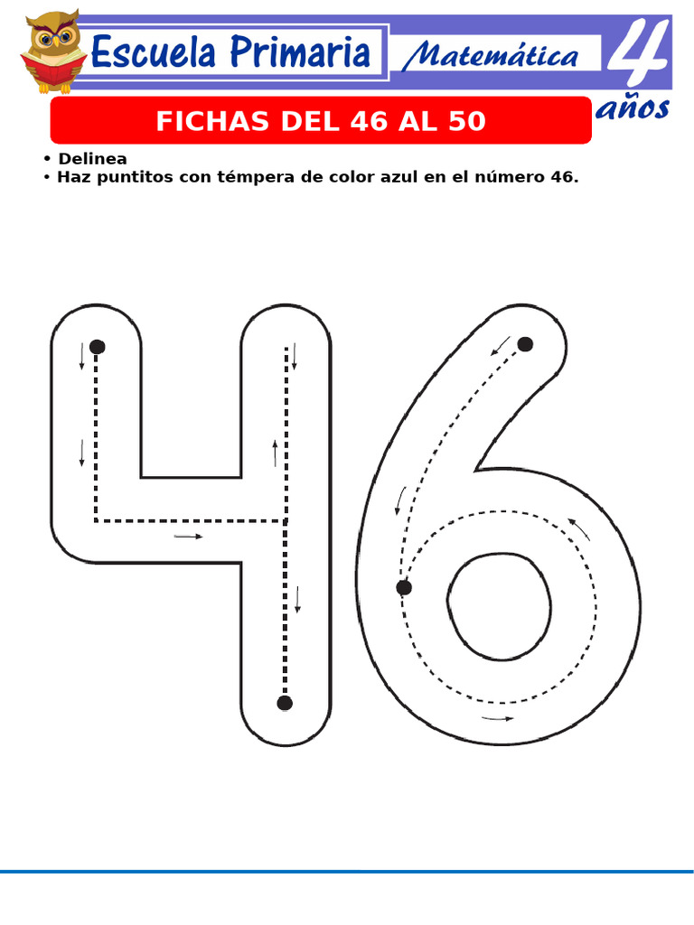 Fichas de Numeros Del Cuarenta y Seis Al Cincuenta para de Ninos de ...