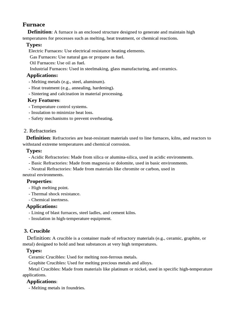 Overview of Furnace Types and Applications | PDF | Refractory | Metals