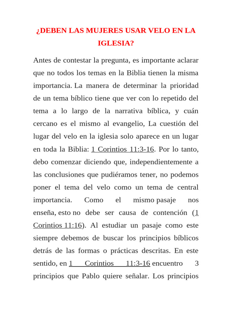 Uso Del Velo En La Iglesia ¿obligación Pdf Velo Pablo El Apóstol