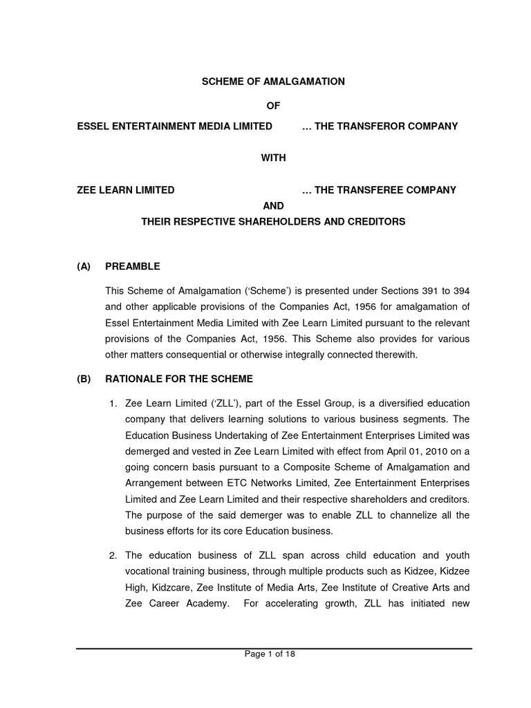 ZLL Final Dividend Amalgamation Scheme | PDF | Debits And Credits ...