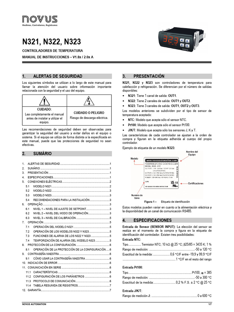 Controladores de Temperatura N321-N323 | PDF | Par termoeléctrico | Sensor