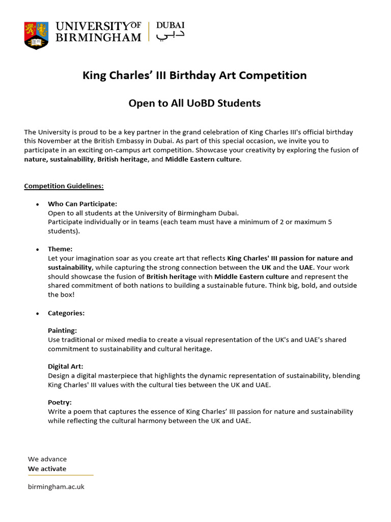 King Charles III Art Competition UoBD | PDF | The Arts
