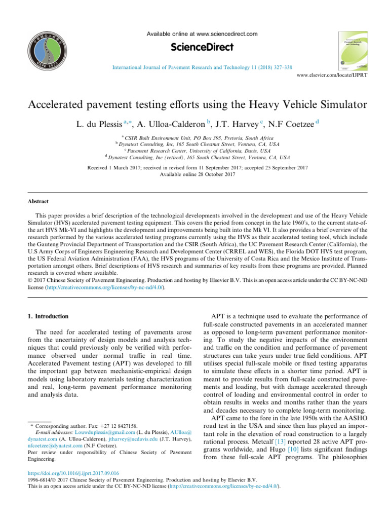 Accelerated Pavement Testing Efforts Using The Heavy Vehicle Simulator ...