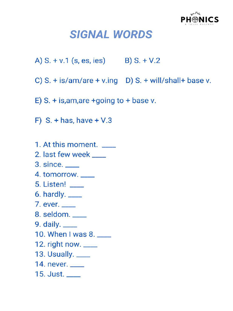 Signal Words Test | PDF
