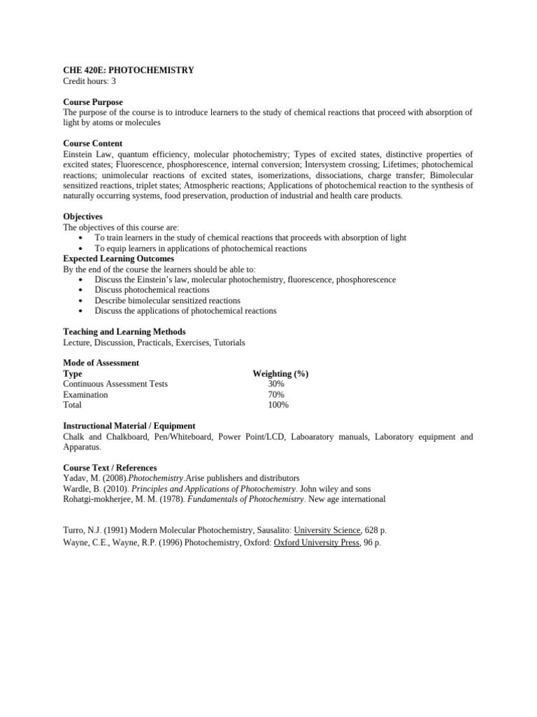 Key Concepts in Photochemistry | PDF | Photodissociation | Photochemistry
