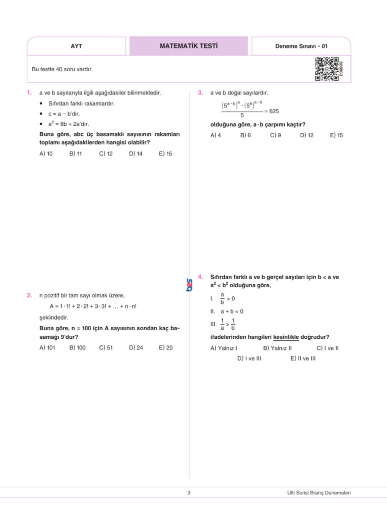 Ayt Mat Deneme | PDF