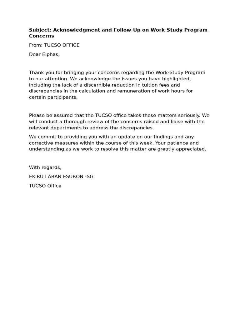 Statement On Work Study Payment Progress | PDF