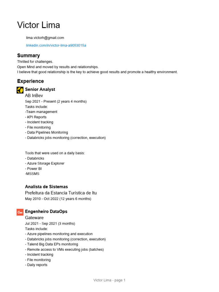 Resume-Victor-Lima | PDF