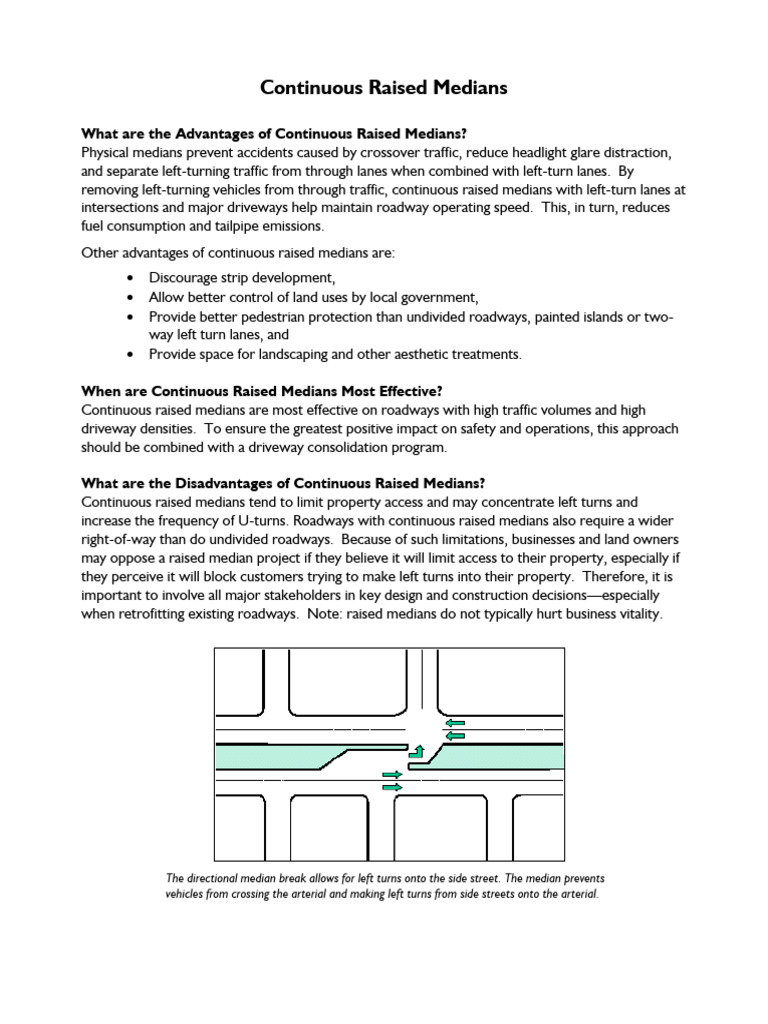 Benefits and Drawbacks of Raised Medians | PDF | Traffic | Street