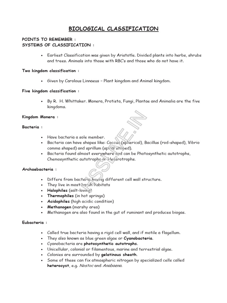 1.biological Classification Hsslive | PDF