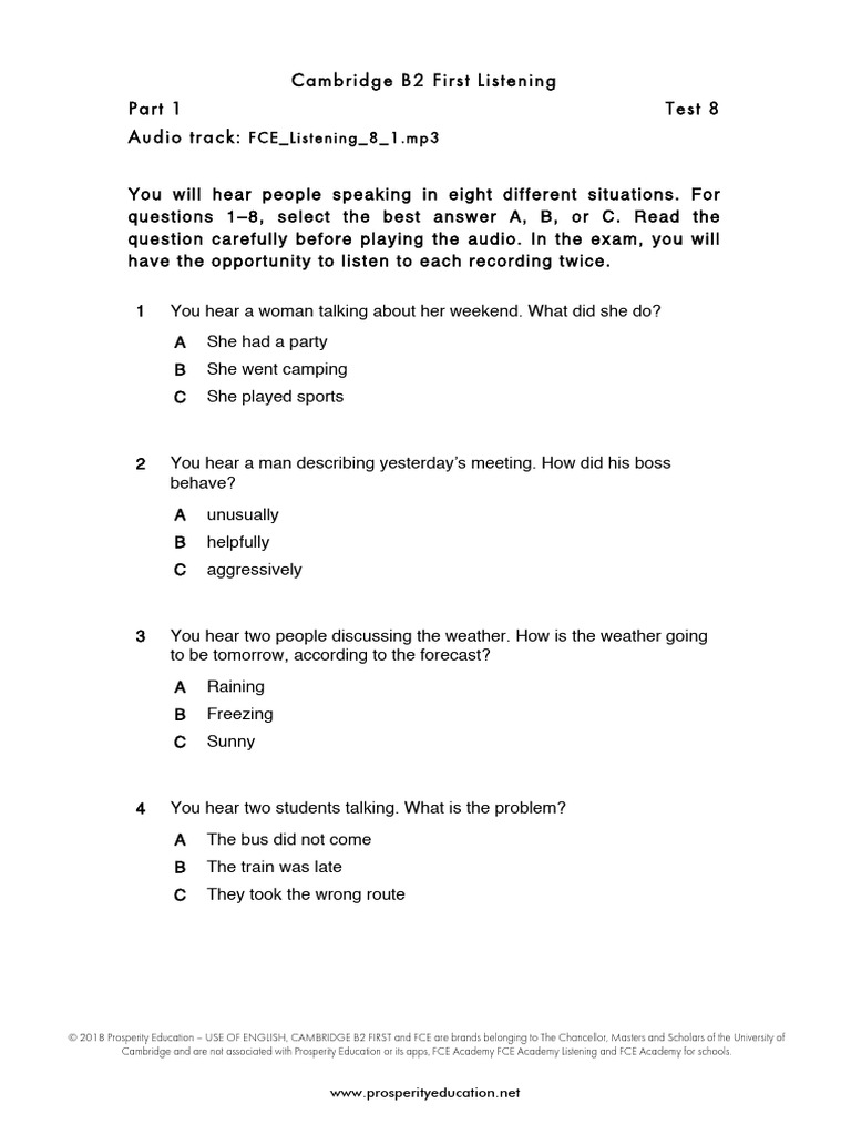 Cambridge B2 Listening Test 8 | PDF
