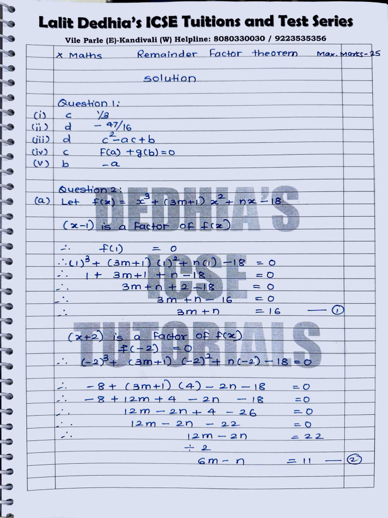 Factor and Remainder II Solution | PDF