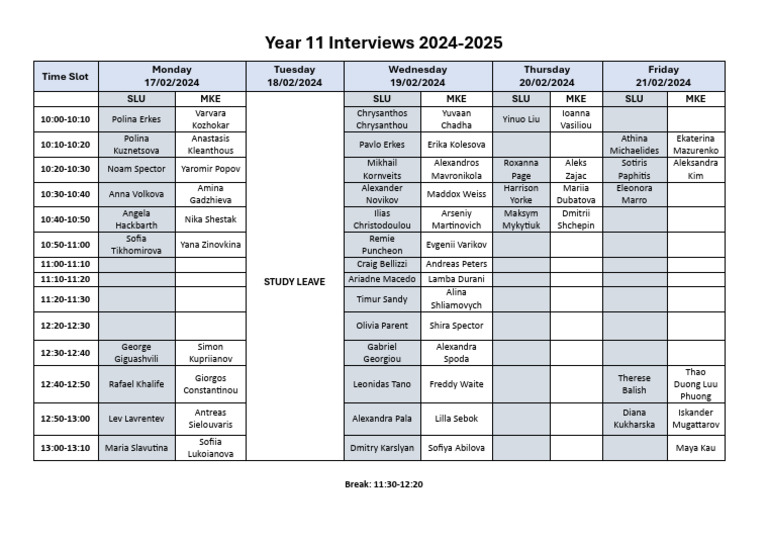 Year 11 Interviews | PDF