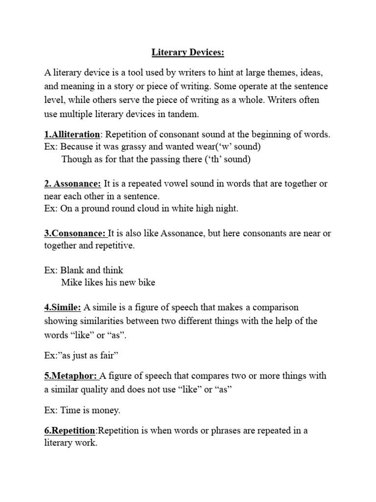 Essential Literary Devices Explained | PDF | Speech | Linguistics