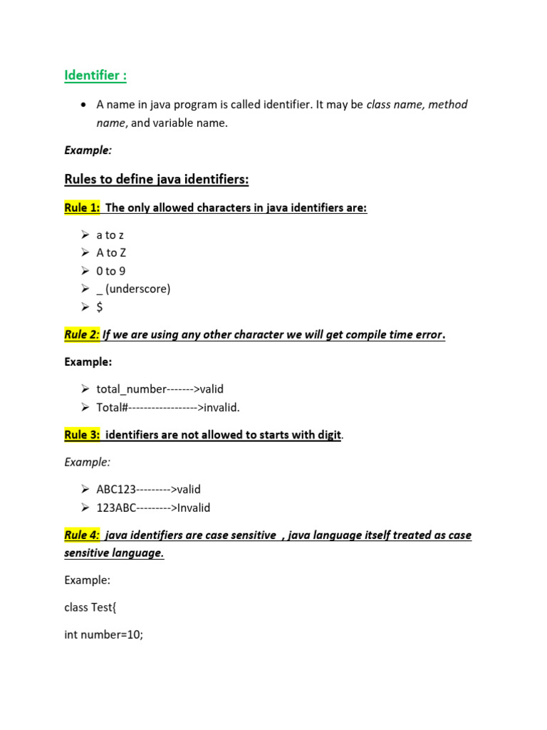 Java Identifiers and Reserved Words Guide | PDF | Reserved Word ...