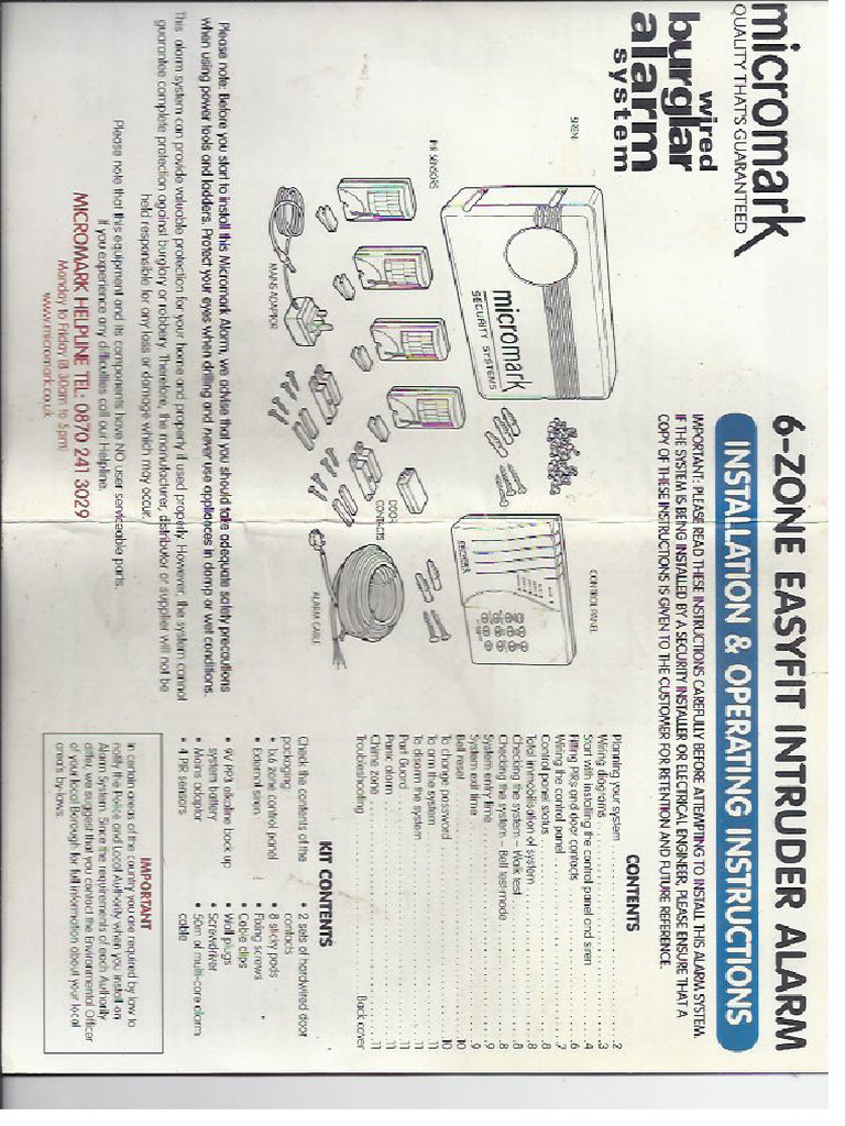 Micromark Easyfit Burglar Alarm | PDF