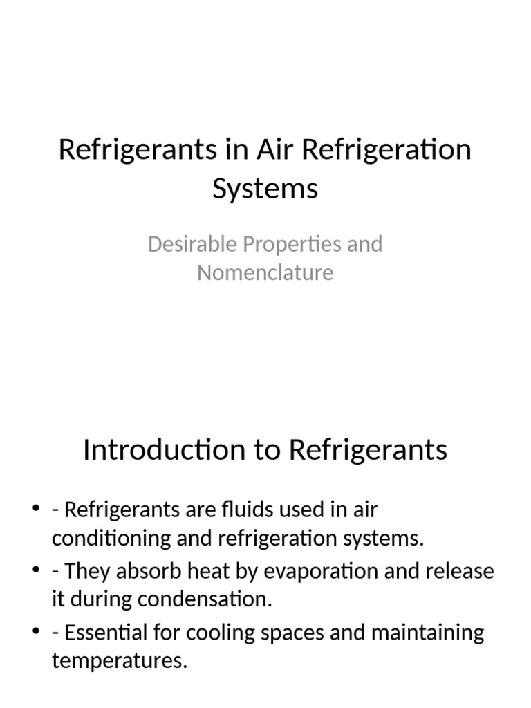Refrigerants Presentation Summary | PDF