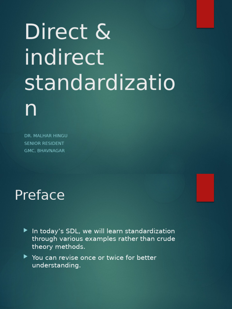 Direct & Indirect Standardization | PDF